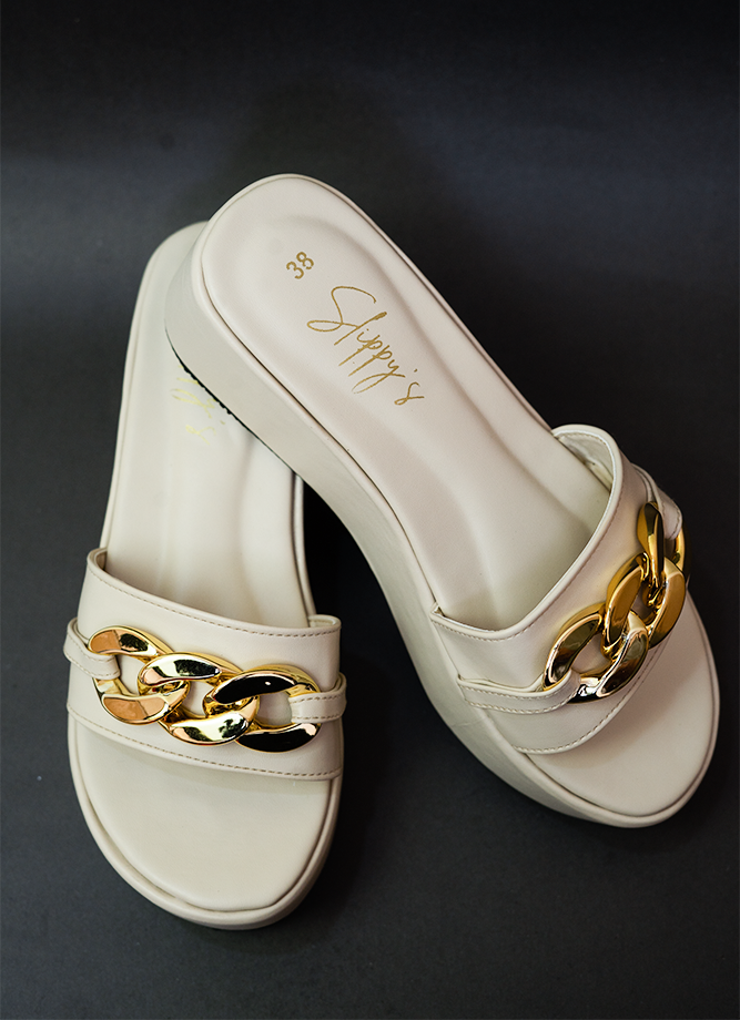 CHAIN WEDGE – WHITE – slippys.pk