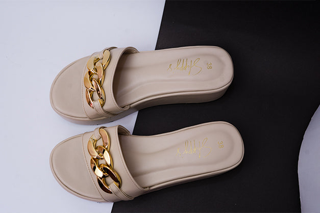 CHAIN WEDGE – BROWN – slippys.pk